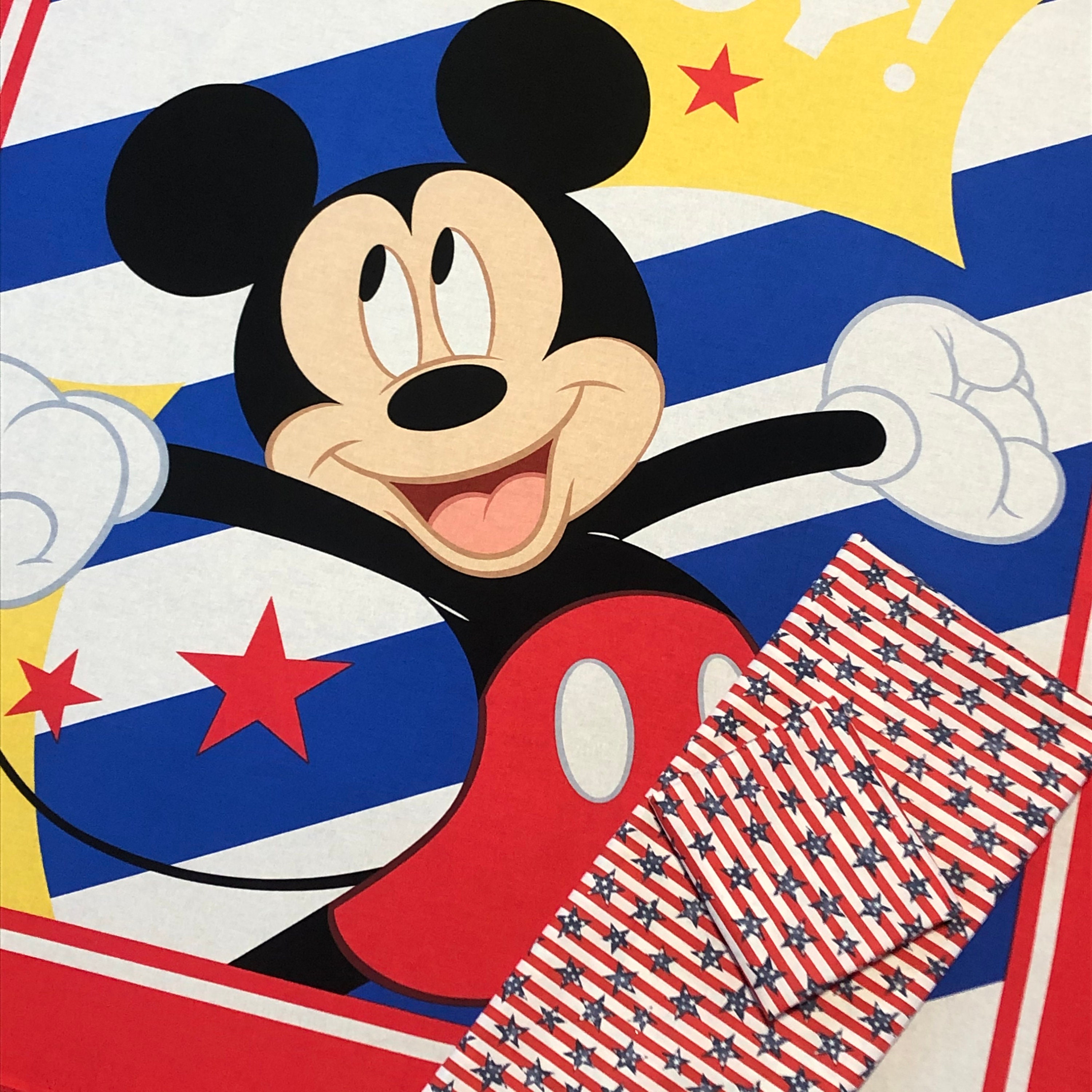 Oh Boy Spring Creative Mickey Mouse fabric panel Disney quilt stars ...