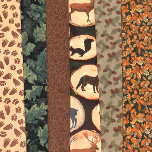 Woodland Animals 1/2 Yard of Fat Qtr Fabric Bundle, 6 Patterns, Moose ...
