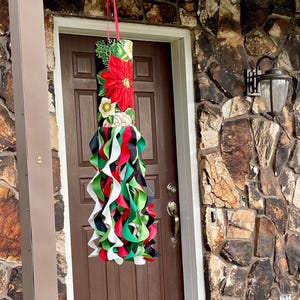 Poinsettia Christmas Decoration, Windsock, Garland Decoration, Metallic ...