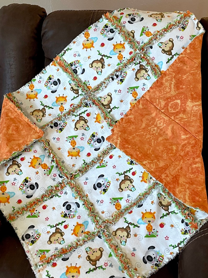 Puppy Dog Giraffe Monkey Rag Quilt 3 Warm Flannel Layers - Etsy