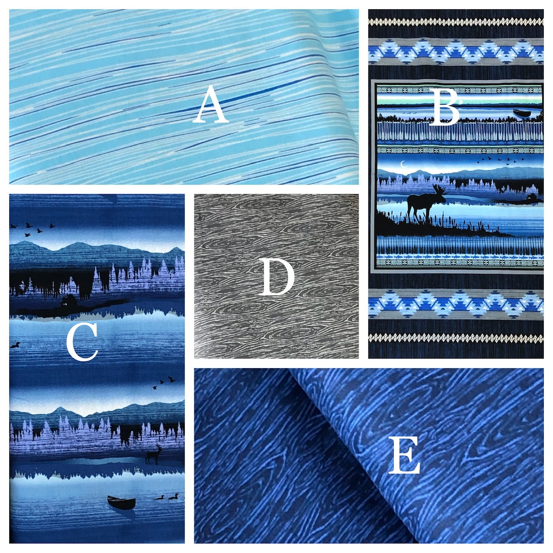 Moose Fabric Panel Geometric Moose Creek Lake Blue Purple - Etsy