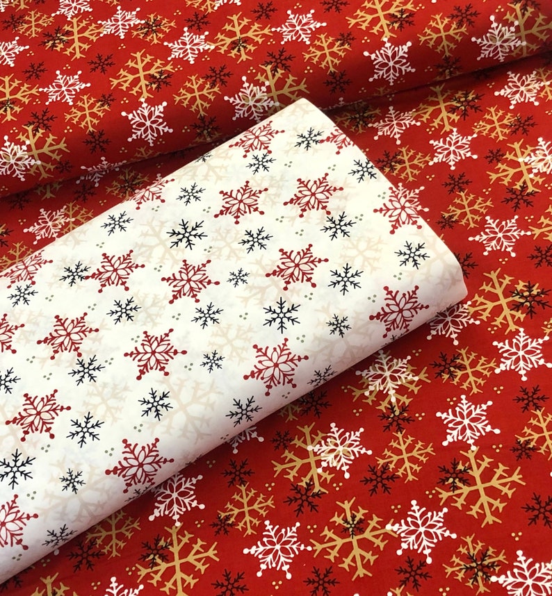 Timber Gnomies Snowflake FLANNEL Fabric by Henry Glass Red - Etsy