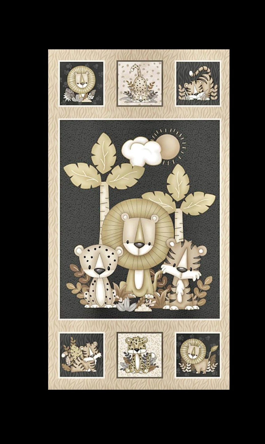 Big Kitties 24 Inch Fabric Panel, Jungle Cats, Gender Neutral, Nursery ...