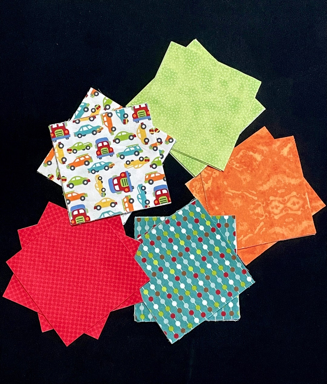 84 Car RAG QUILT Kit, 7" Square Blocks, Soft Warm Flannel, Blue Red ...
