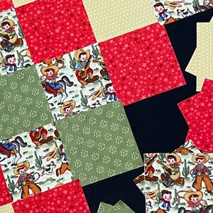 72 Western Cowboy Rag Quilt Kit, Pre Cut 7" Quilt Blocks, Cowboy Horse ...