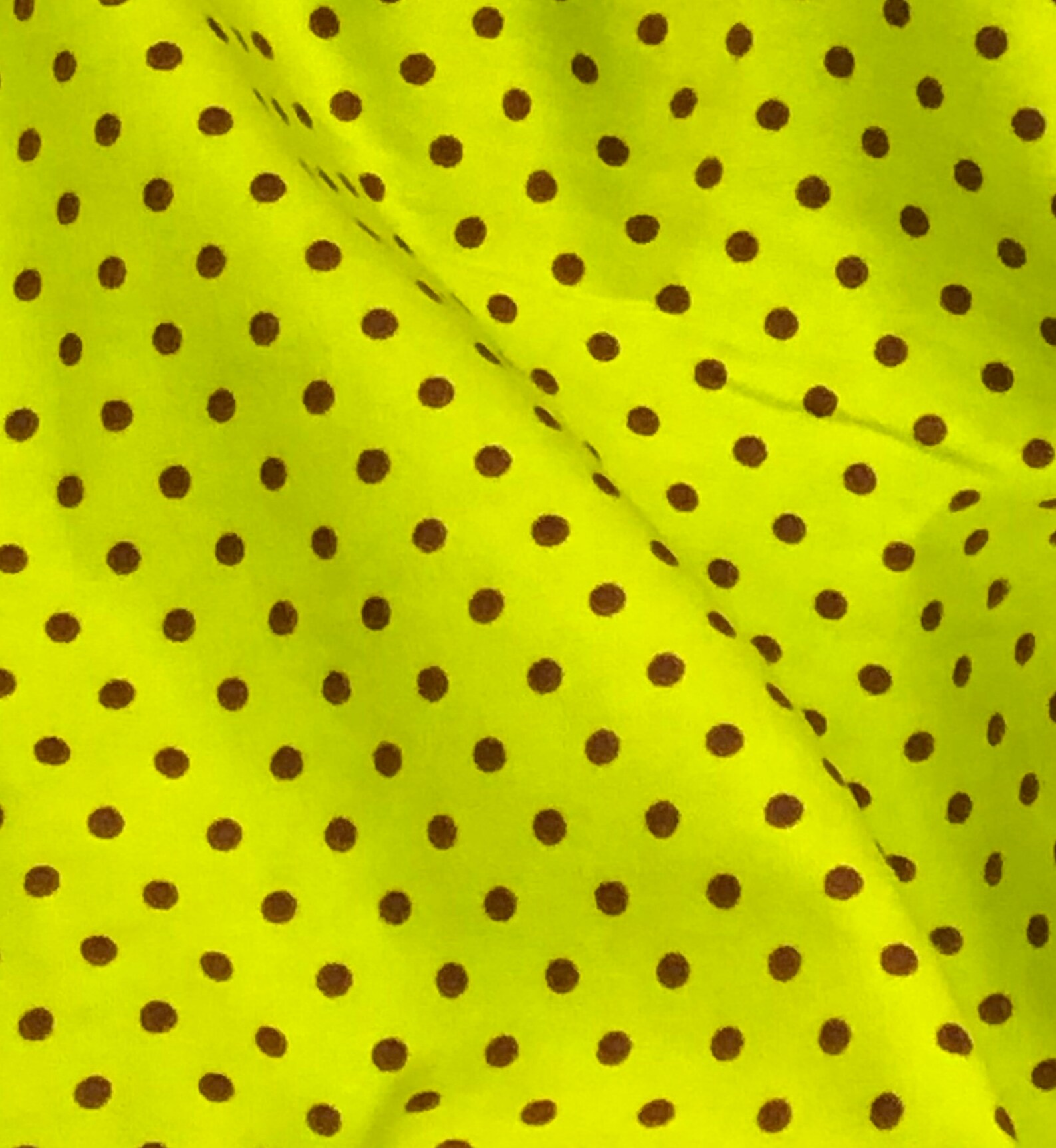 Small Polka Dot, Bright Lime Green, Brown, Blue Dot Cotton Flannel ...