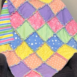 Baby Rainbow Rag Quilt Kit, 72 Pre Cut Quilt Blocks 7" Squares, Pink ...