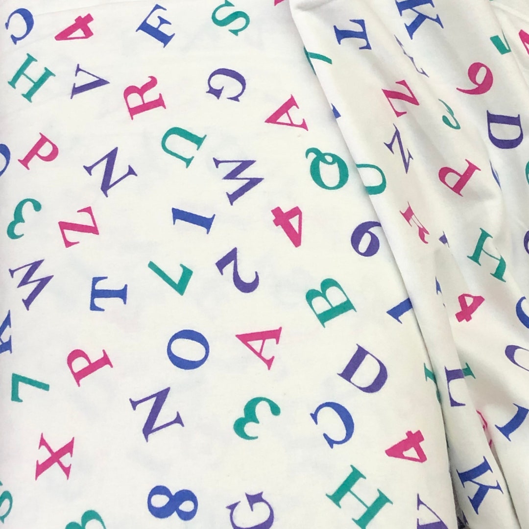Alphabet Blocks, Abc's Baby Patches, Number Fabric, Purple Blue Green ...
