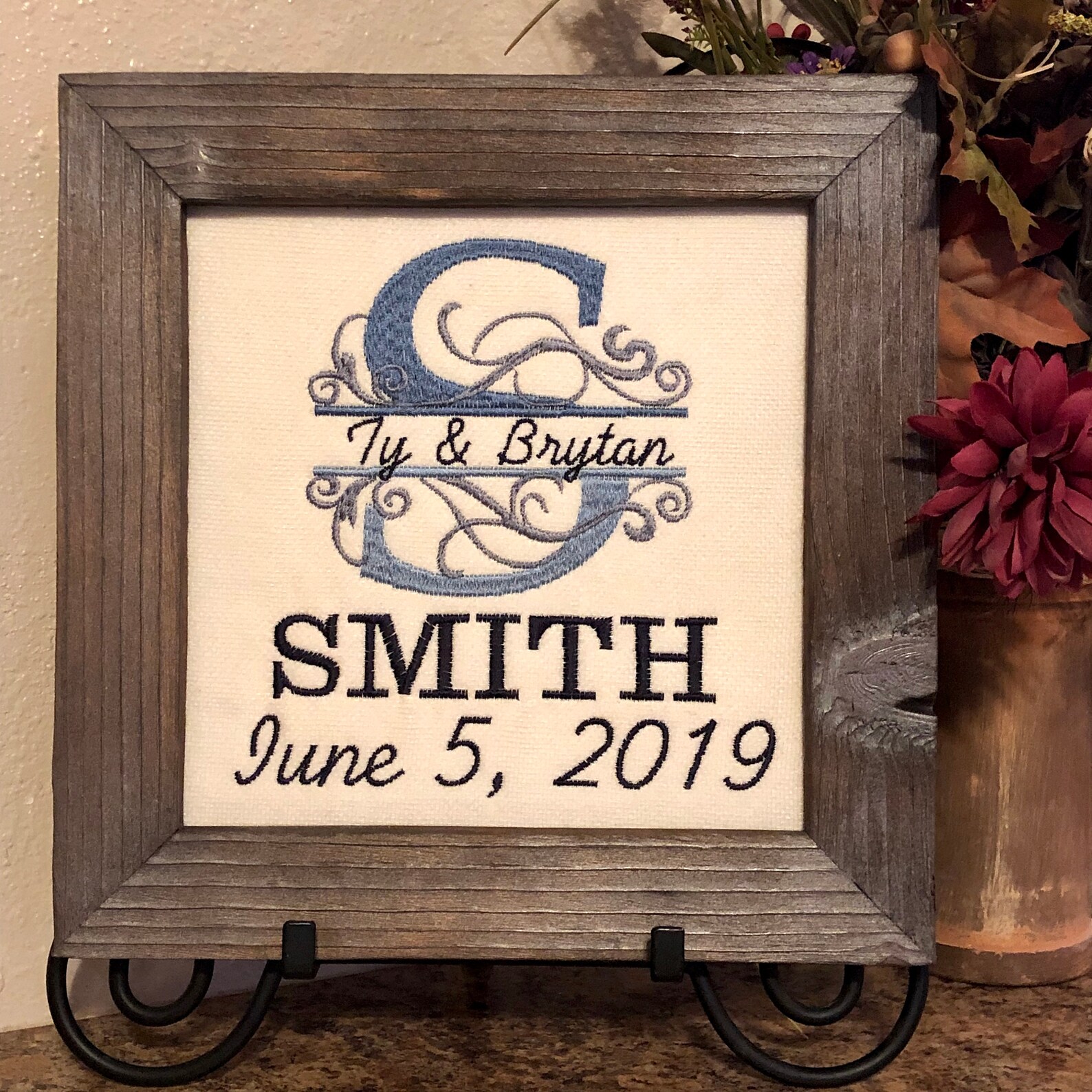 Personalized Name Sign Wedding Date Custom Embroidered on | Etsy