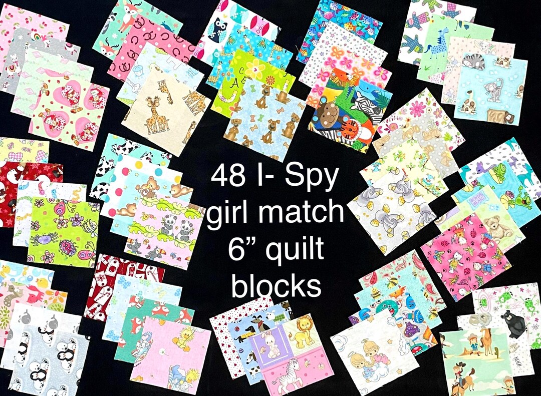 48 I SPY Match Game for Girls 6" FLANNEL Quilt Block Fabric Squares ...