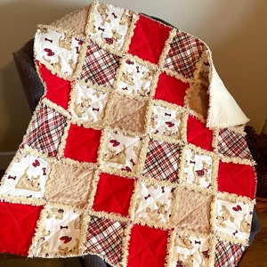Puppy Dog Rag Quilt Kit, Pre Cut Quilt Blocks 7 Flannel Fabric Squares ...