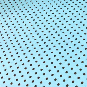 Aqua Brown Polka Dot Flannel Fabric, Aqua Blue Polka Dots, Brown Dots ...