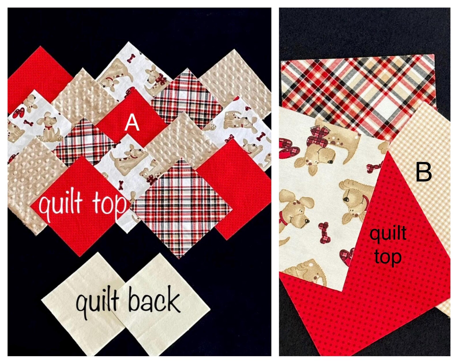 Puppy Dog Rag Quilt Kit, Pre Cut Quilt Blocks 7" Flannel Fabric Squares ...