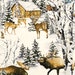 Snowy Woods Fabric Panel, Pine Tree Cabins Winter Woodland Fabric, by ...