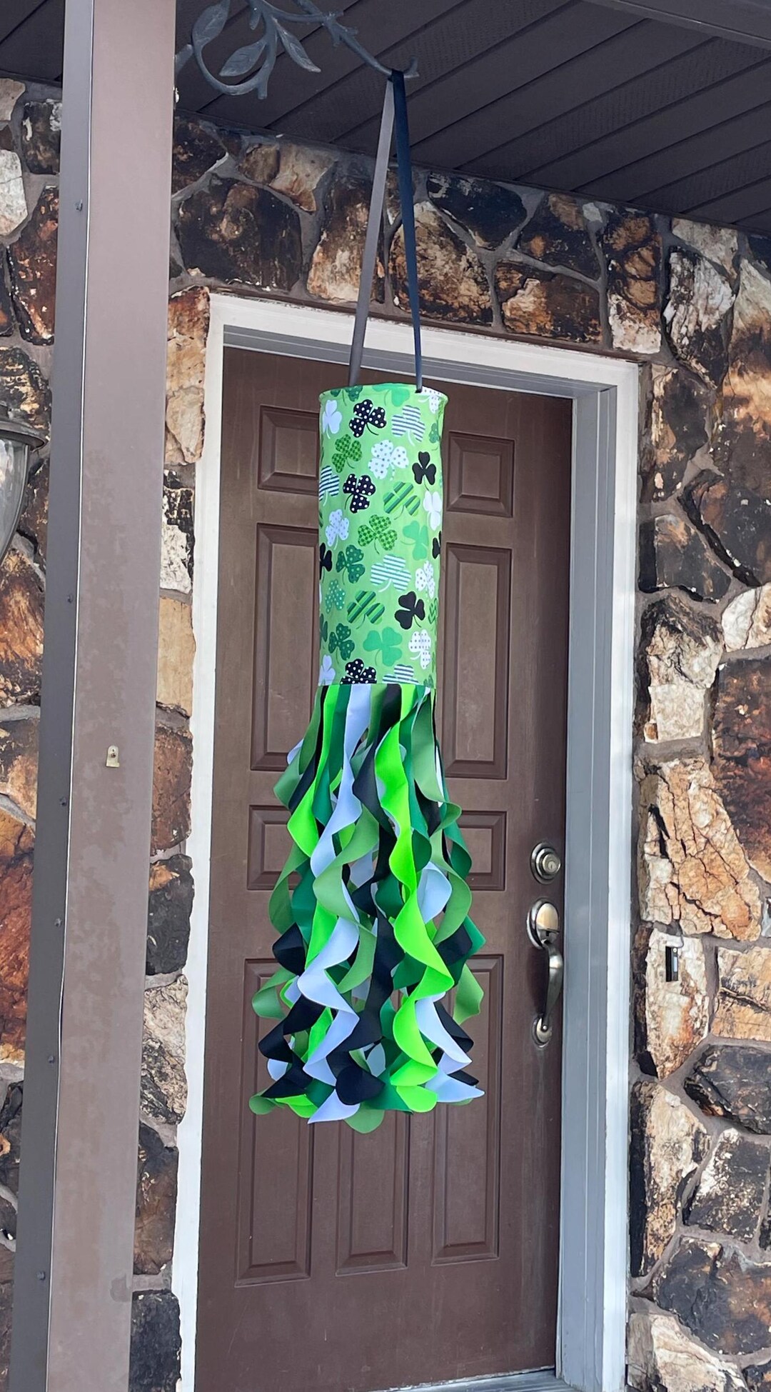 St Patrick's Day Windsock, Green Shamrock, White Black Door Hanger ...
