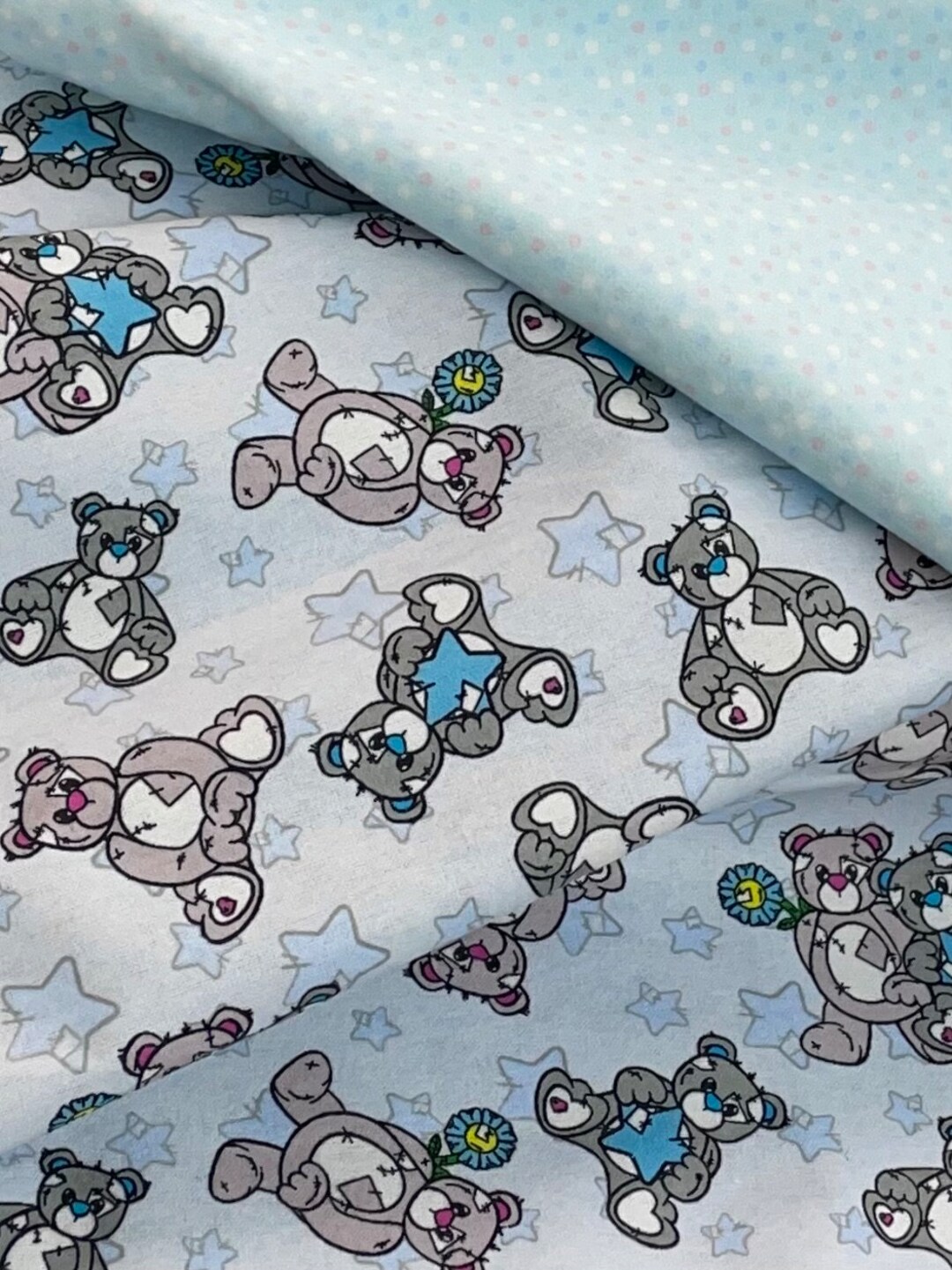Baby Teddy Bear, Teddy Star Sky, Blue Comfy Flannel Prints, Stars ...