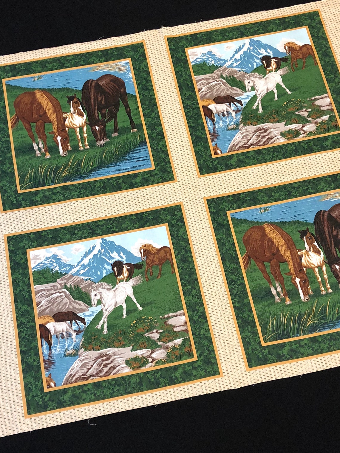 Horse Wild Stallion Fabric Panel River Run by Springmaid | Etsy
