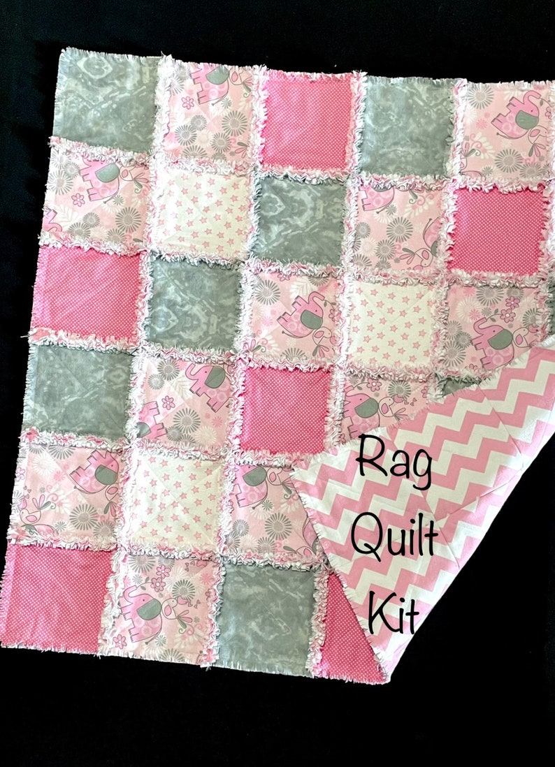 Pink Elephant Baby Rag Quilt Kit 72 Pre Cut 7 Flannel - Etsy