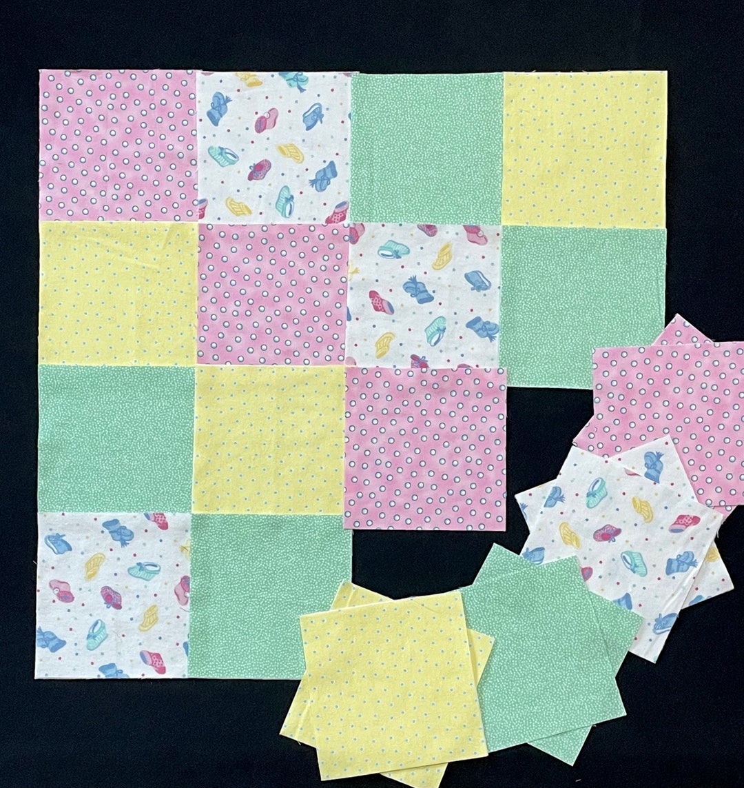 42 Baby Booties Quilt Blocks 7" Squares Patchwork Quilt Top Combination ...