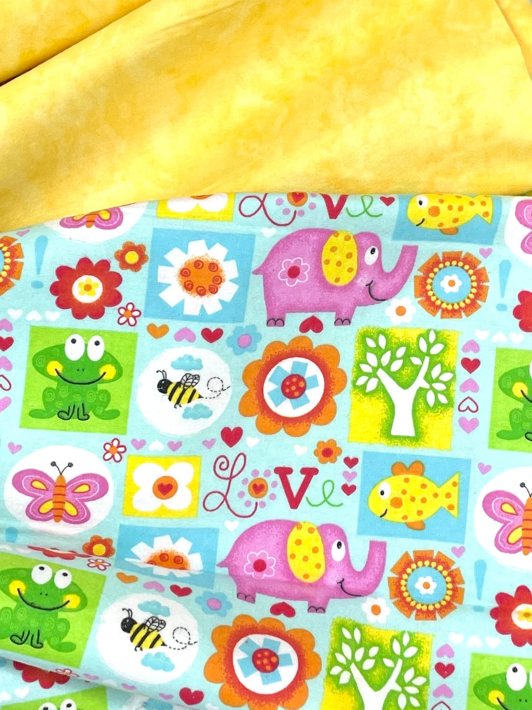 Love Flowers Hearts Elephants Frogs Fish Bees, Spring Patchwork Blocks ...