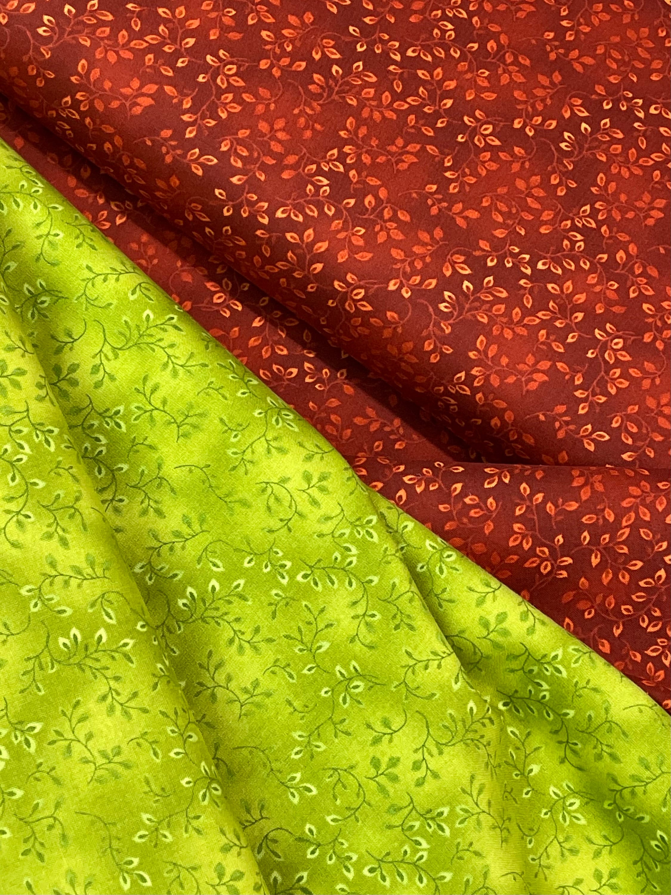 Folio Leaf Rust Lime Green Cotton Fabric Fall Autumn Happy - Etsy