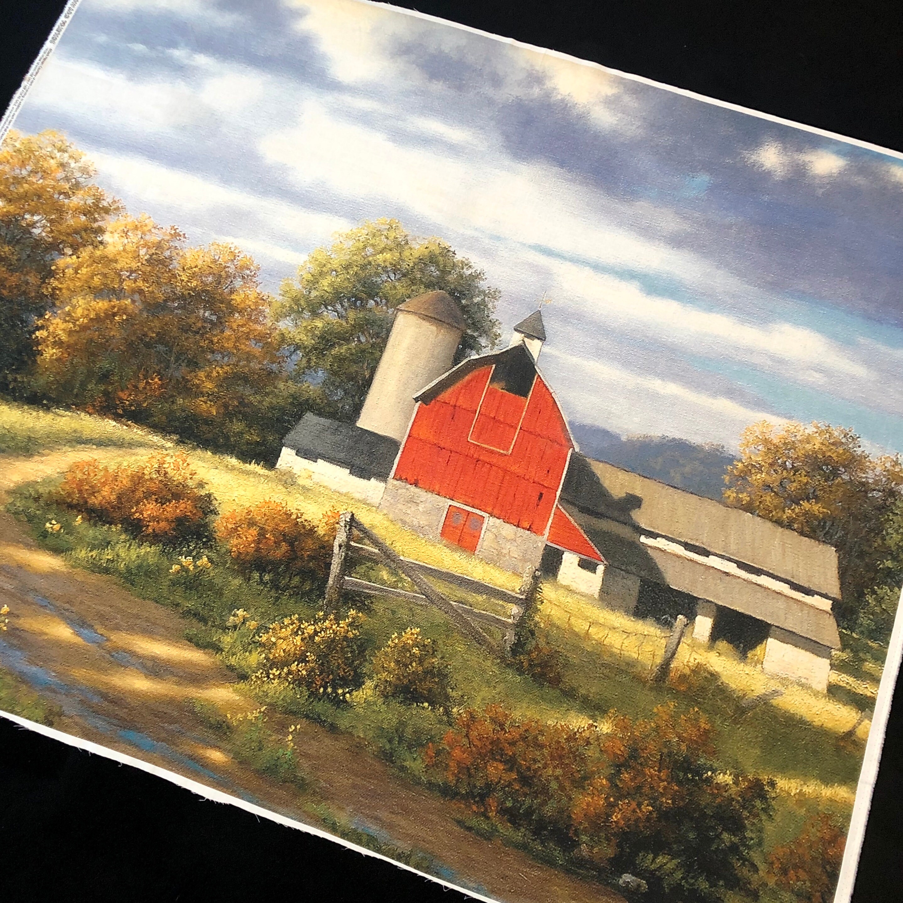 Country farm Barnyard Friends fabric panel Riley Blake red | Etsy