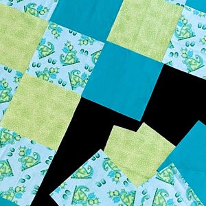 Bunny on Green Flower Rag Quilt Kit, 72 Pre Cut Quilt Blocks 7" Squares ...