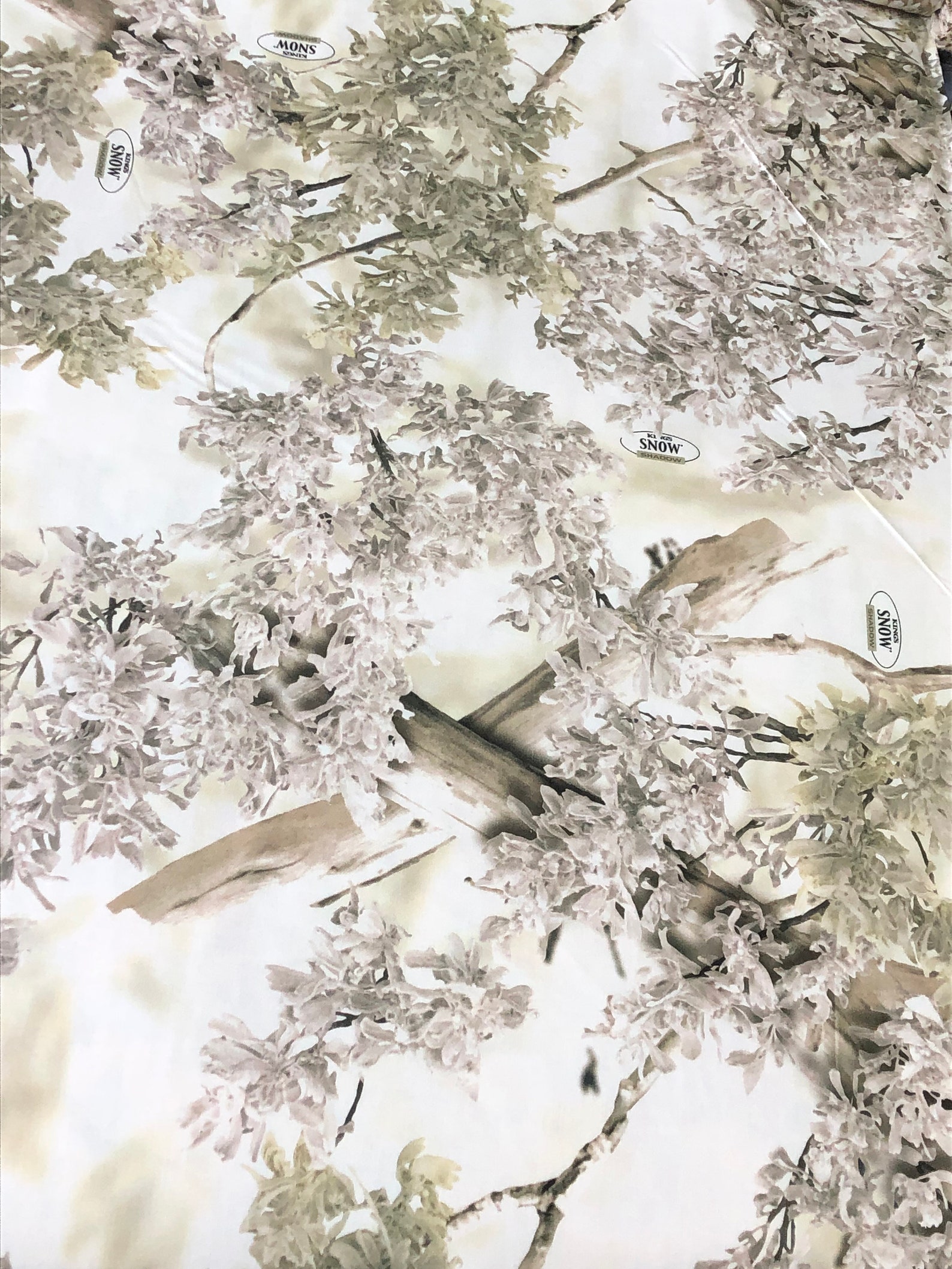 Snow King's Camo Tree Blossom Leaves, Snow Shadow, Branches, Fabric ...
