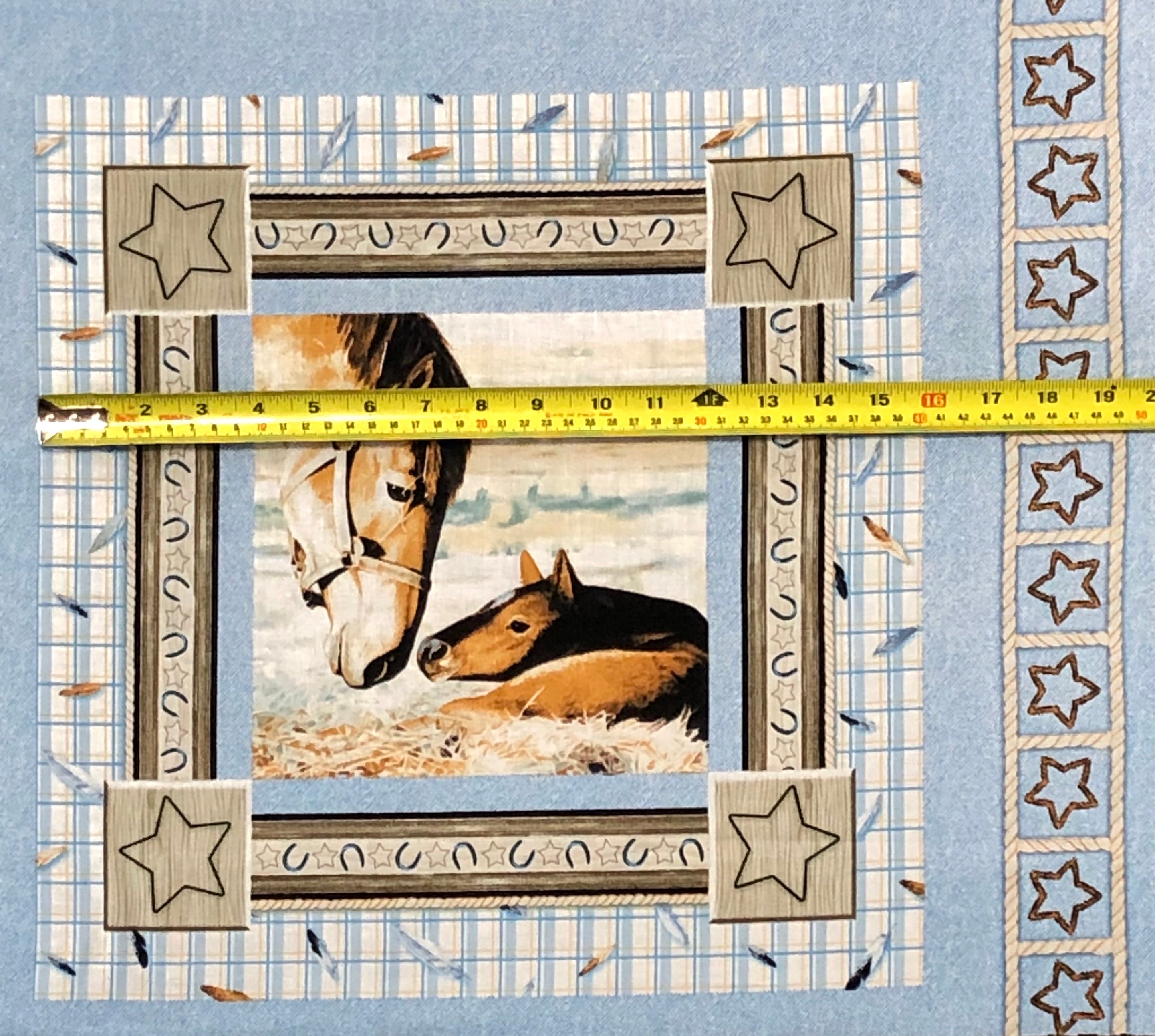 Western Horse fabric pillow panel 4 framed pictures baby | Etsy