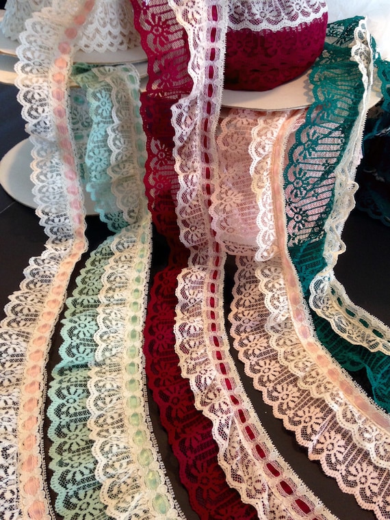 Bulk Lace 5 yards for 3.00 dollars Ruffled Lace with Ribbon | Etsy
