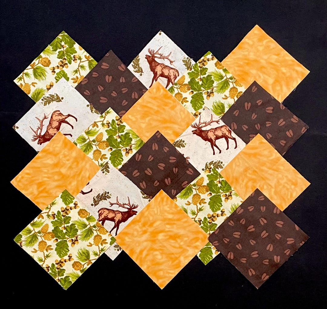 64 Elk Woodland Wilderness 7" Pre Cut Cotton FLANNEL Squares, Leaves ...
