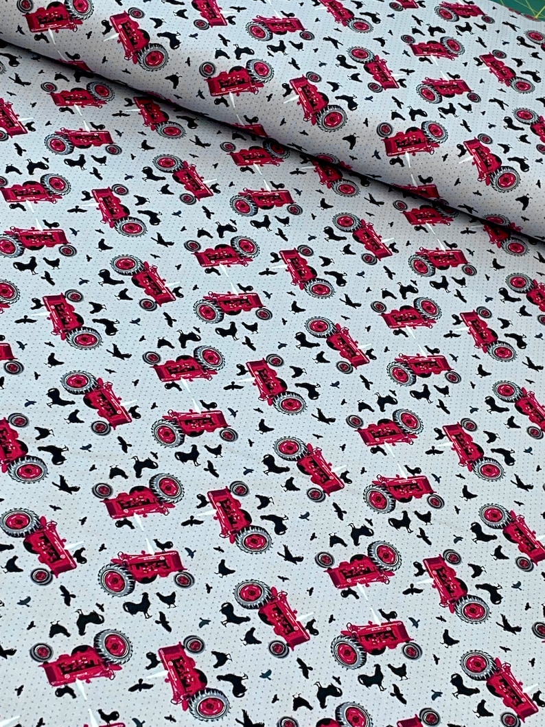 Tractor Scarlet Farm Fabric by Studio E 100% Cotton Country - Etsy