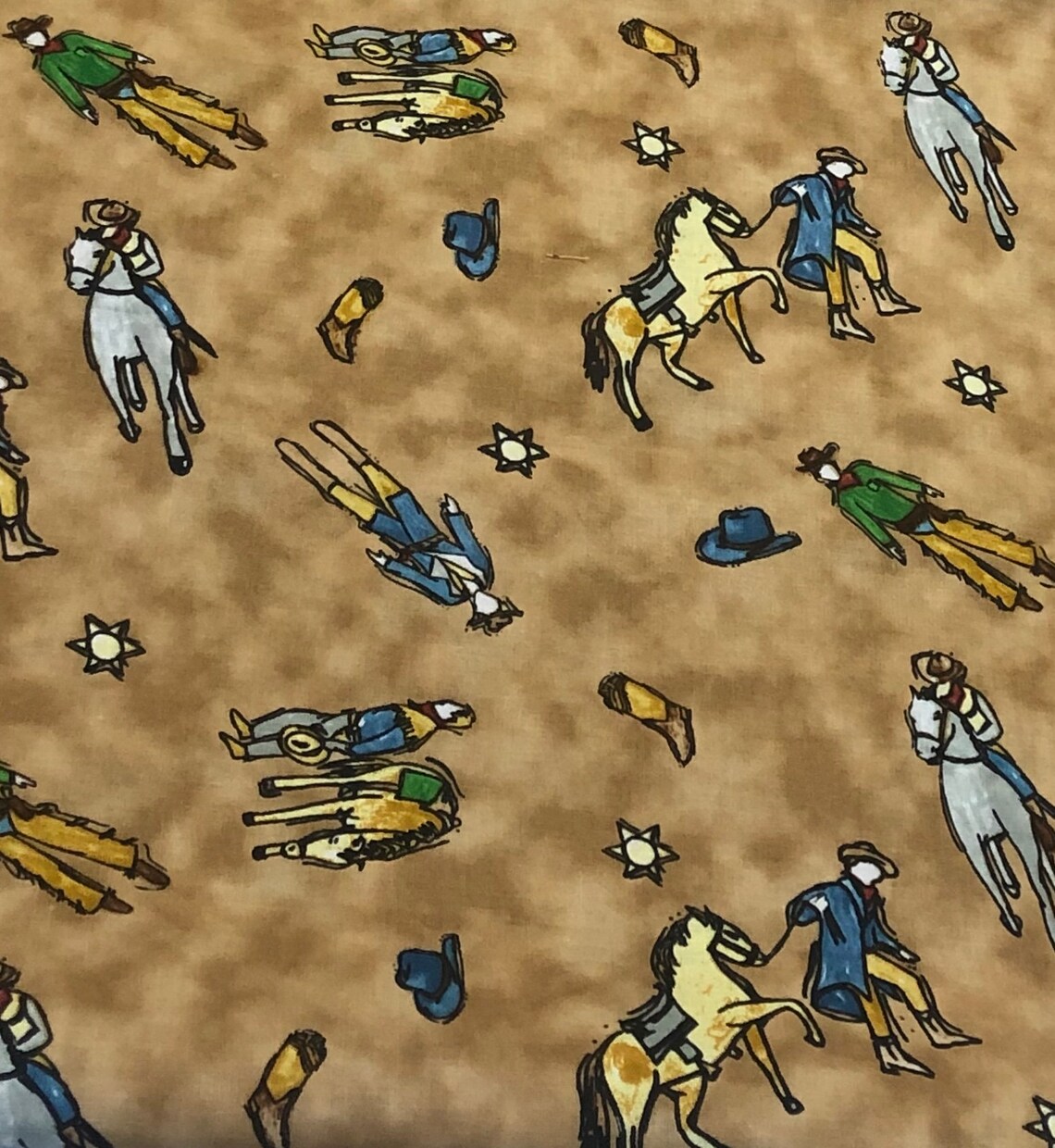 Cowboy Rodeo Western Fabric Beige Cream Blue Fiesta Rodeo | Etsy
