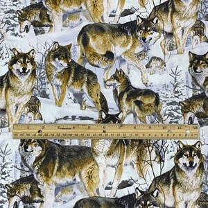Wolf Fabric, Wild Wilderness Wolf Pack, Black White Camouflage, Cotton ...