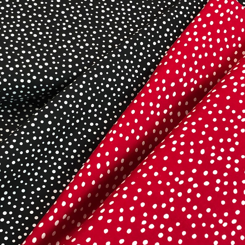 Polka Dot Red Black Fabric Irregular Dots White Black - Etsy