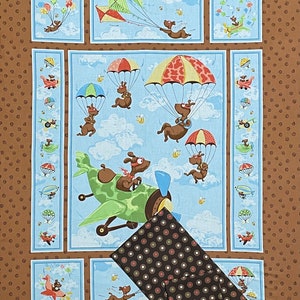 Susybee Zig Dog Quilt Kit, Parachute Dog, Flying Ace Dog Quilt 36 Panel ...