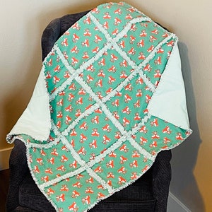 Baby Fox Rag Quilt, 3 Warm Flannel Layers, 31x37, Baby Blanket, Soft ...