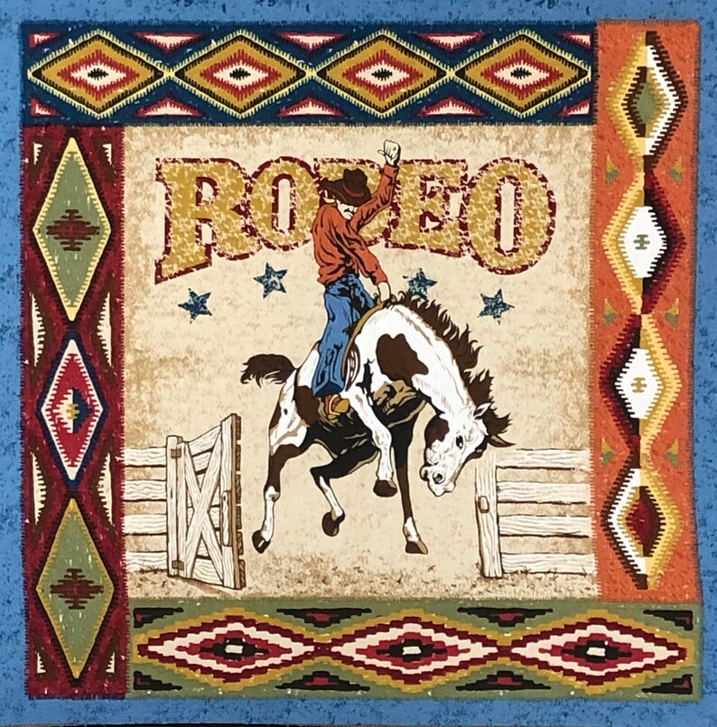 Southwest Cowboy Rodeo Bronco Rider Fabric Panel Ropes Boots - Etsy