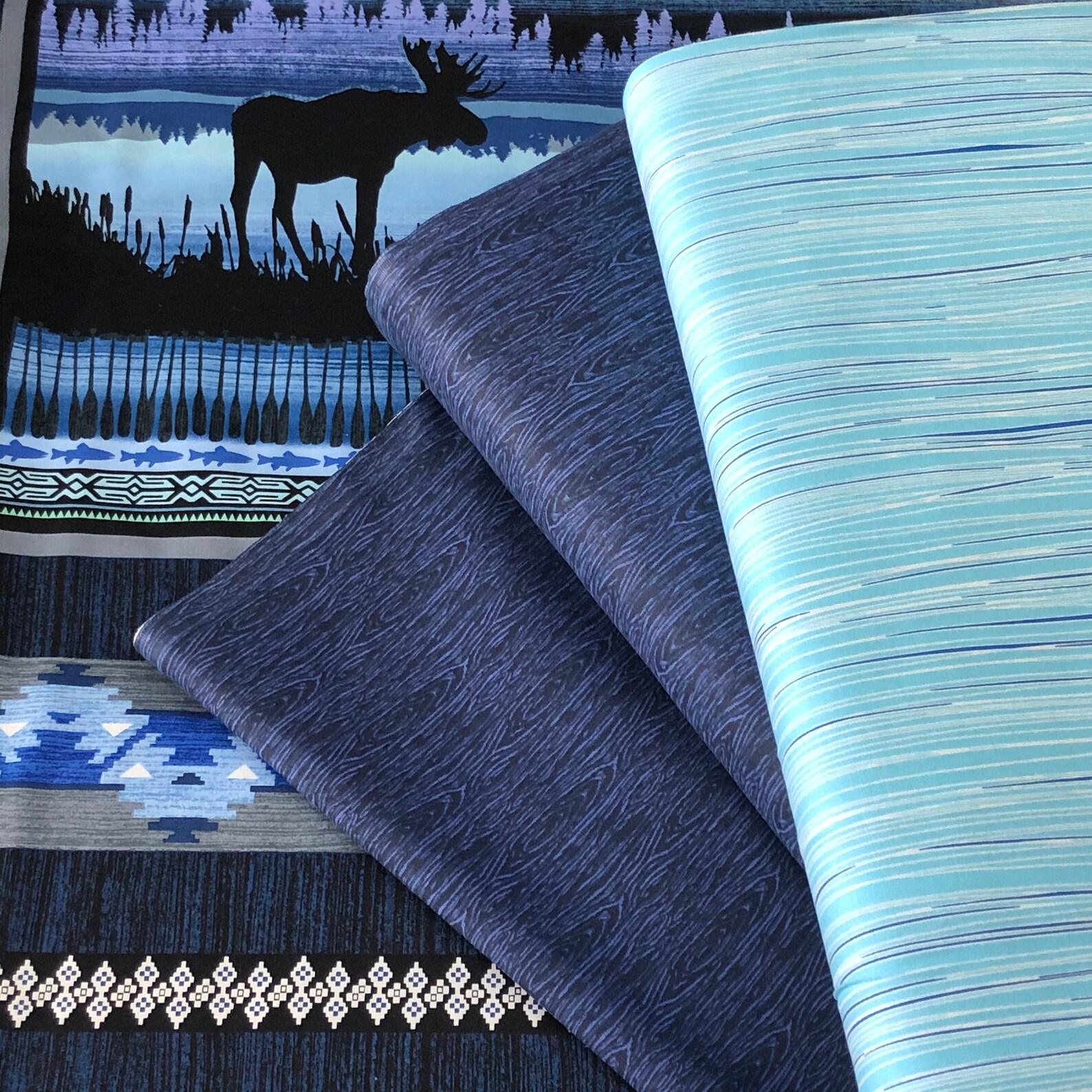 Moose Fabric Panel Geometric Moose Creek Lake Blue Purple | Etsy