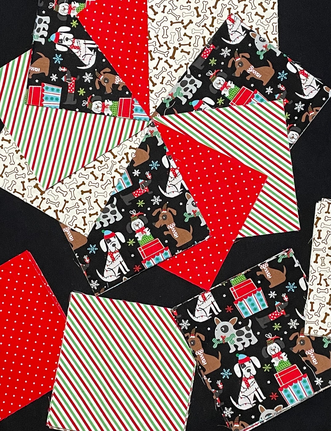 Puppy Dog Christmas Pre Cut Quilt Blocks, 7" Squares, Baby Quilt Kit ...
