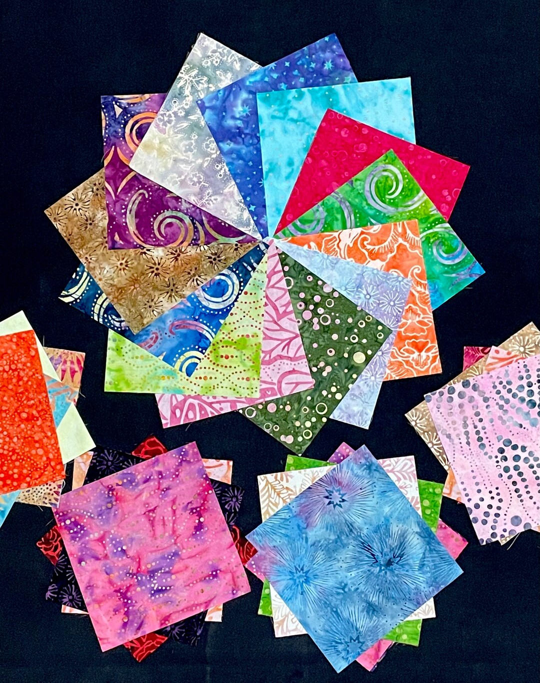 Batik Rainbow 7" Pre Cut Fabric Quilt Blocks, Patchwork Quilt Kit Top ...