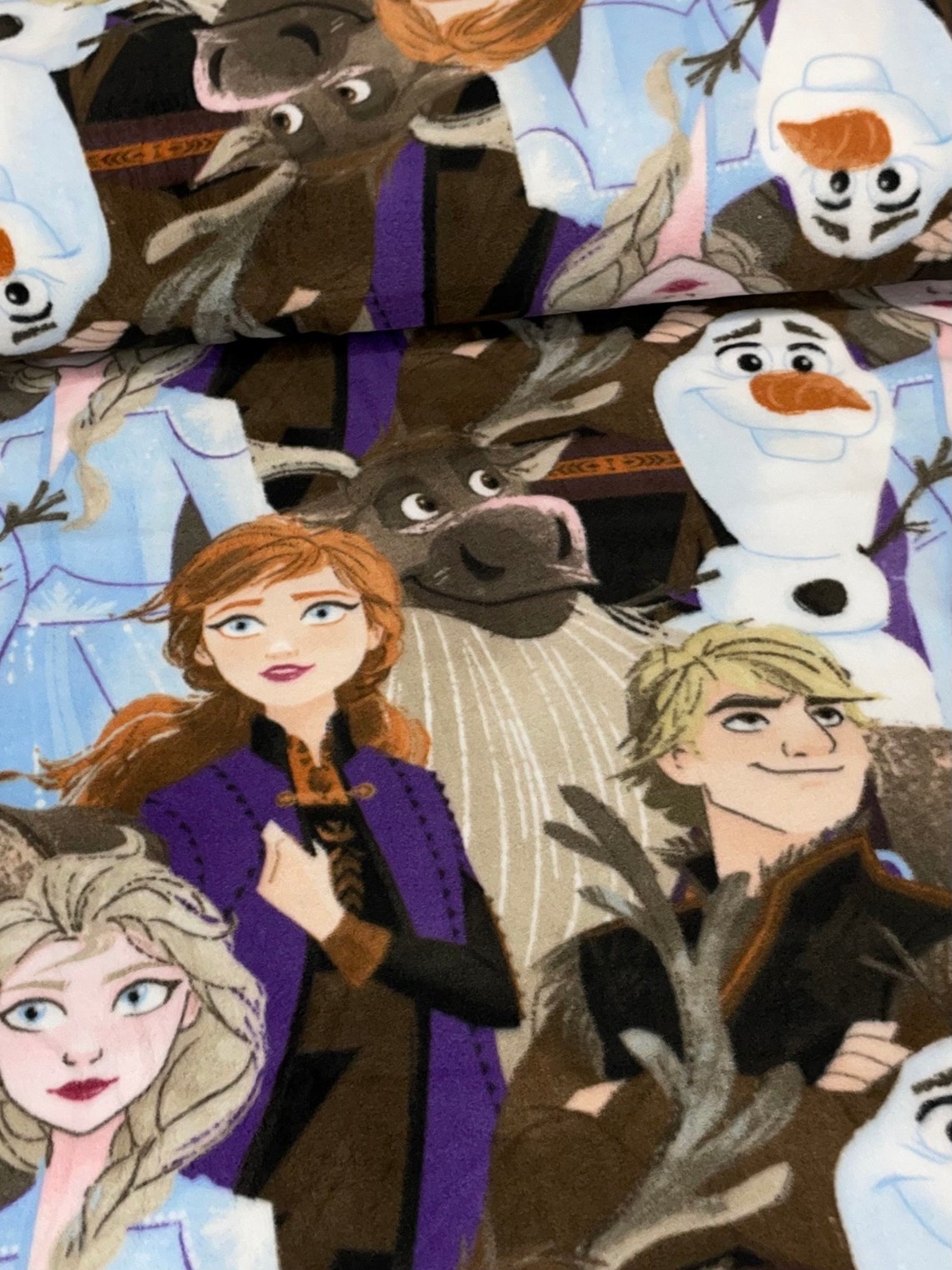 Frozen Elsa Anna Kristoff Olaf Stacked Fleece Fabric - Etsy