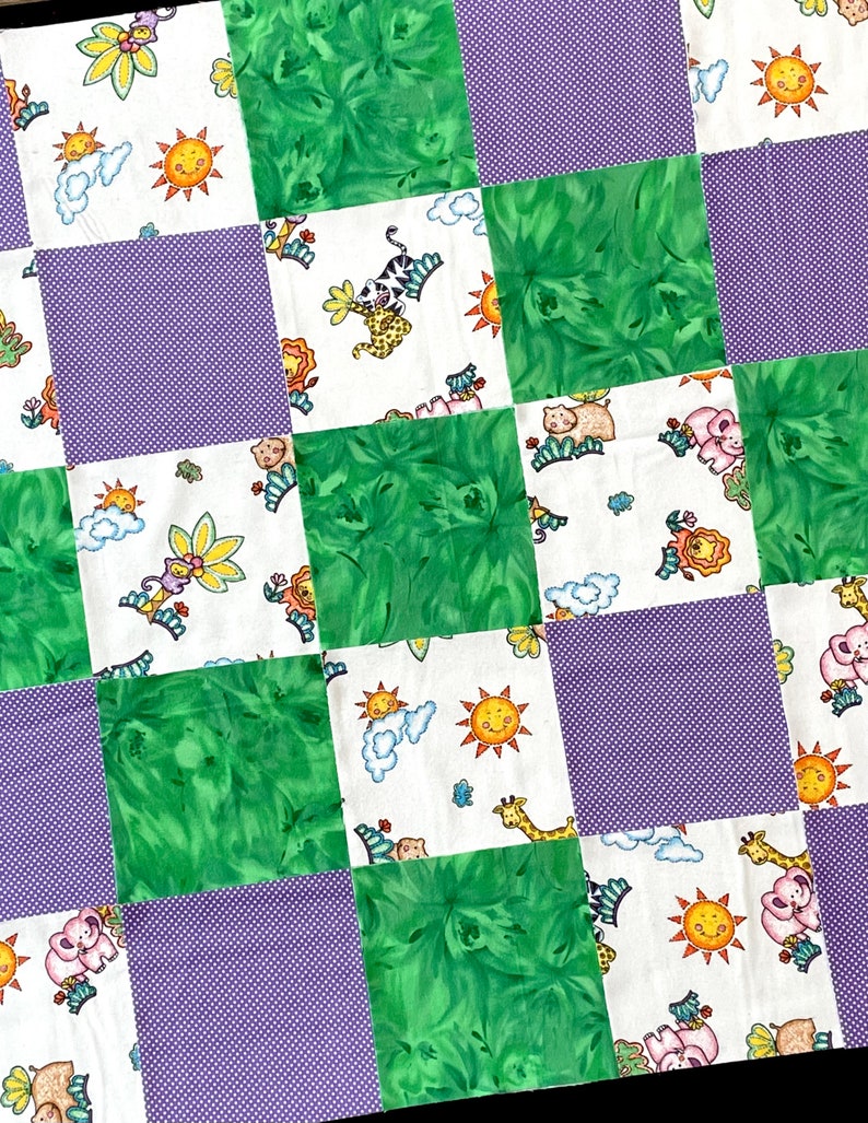 75 Jungle Animals, Noah's Ark Pre Cut Quilt Blocks, Baby Rag Quilt Kit ...
