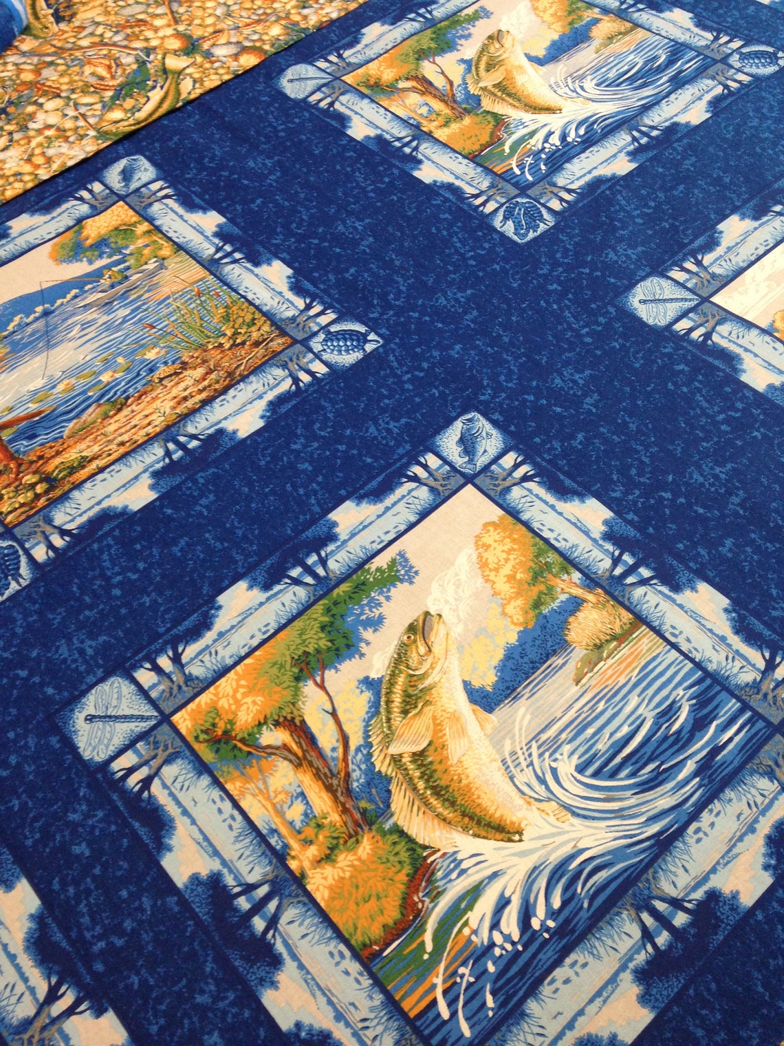 Fishing Trout Fabric Panel Wildlife Fish Tournament Beaver | Etsy