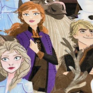Frozen Elsa Anna Kristoff Olaf Stacked Fleece Fabric, Polyester No Pill ...