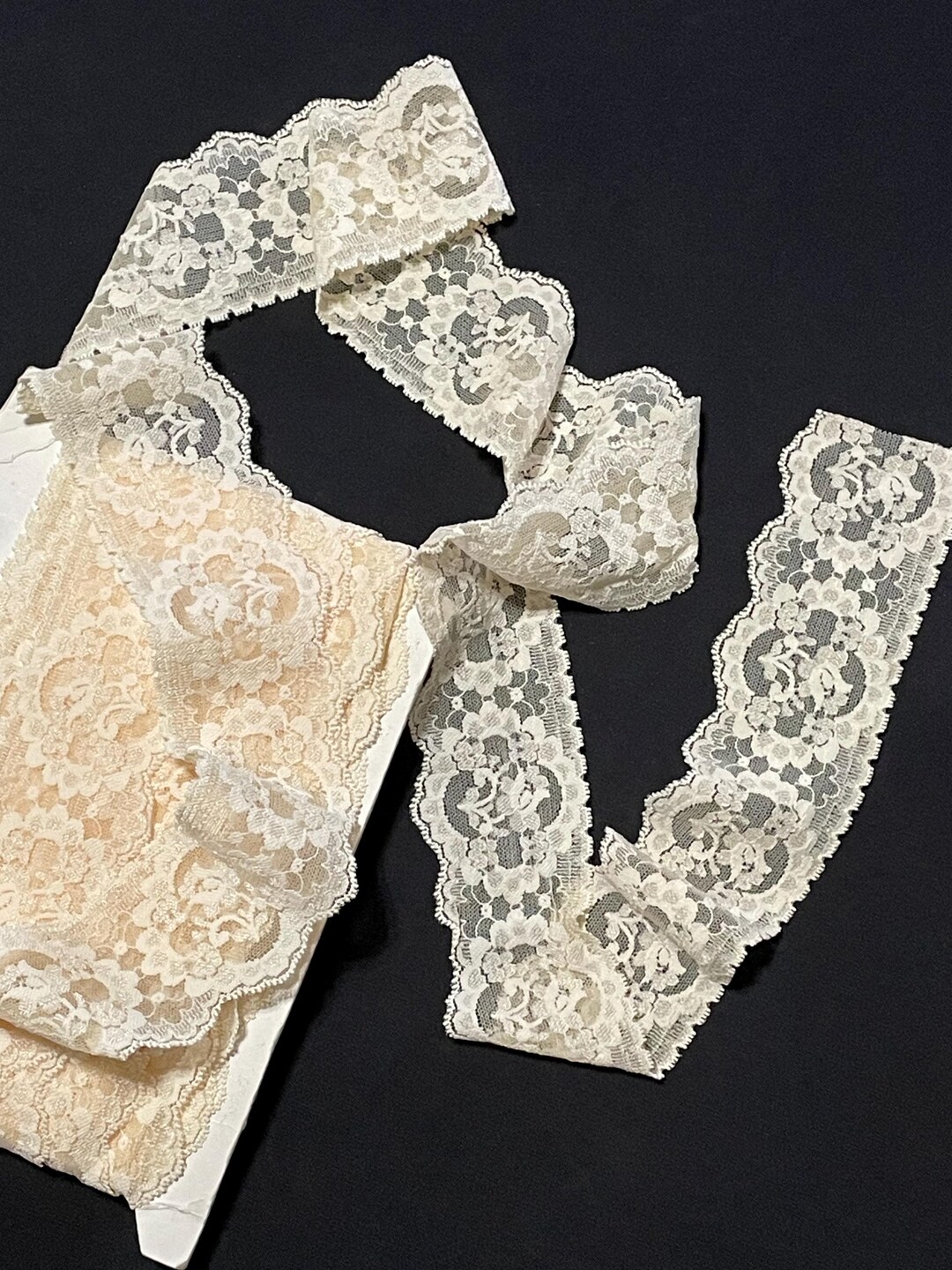 Bulk Lace 5 Yards-3 1/8 Inch Stretch Lace, Ivory Cream Lingerie Flower ...