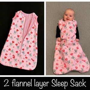 Baby Girl Heart Mouse Pink Sleep Sack, 2 Layers Soft Warm Flannel, 3-9 ...