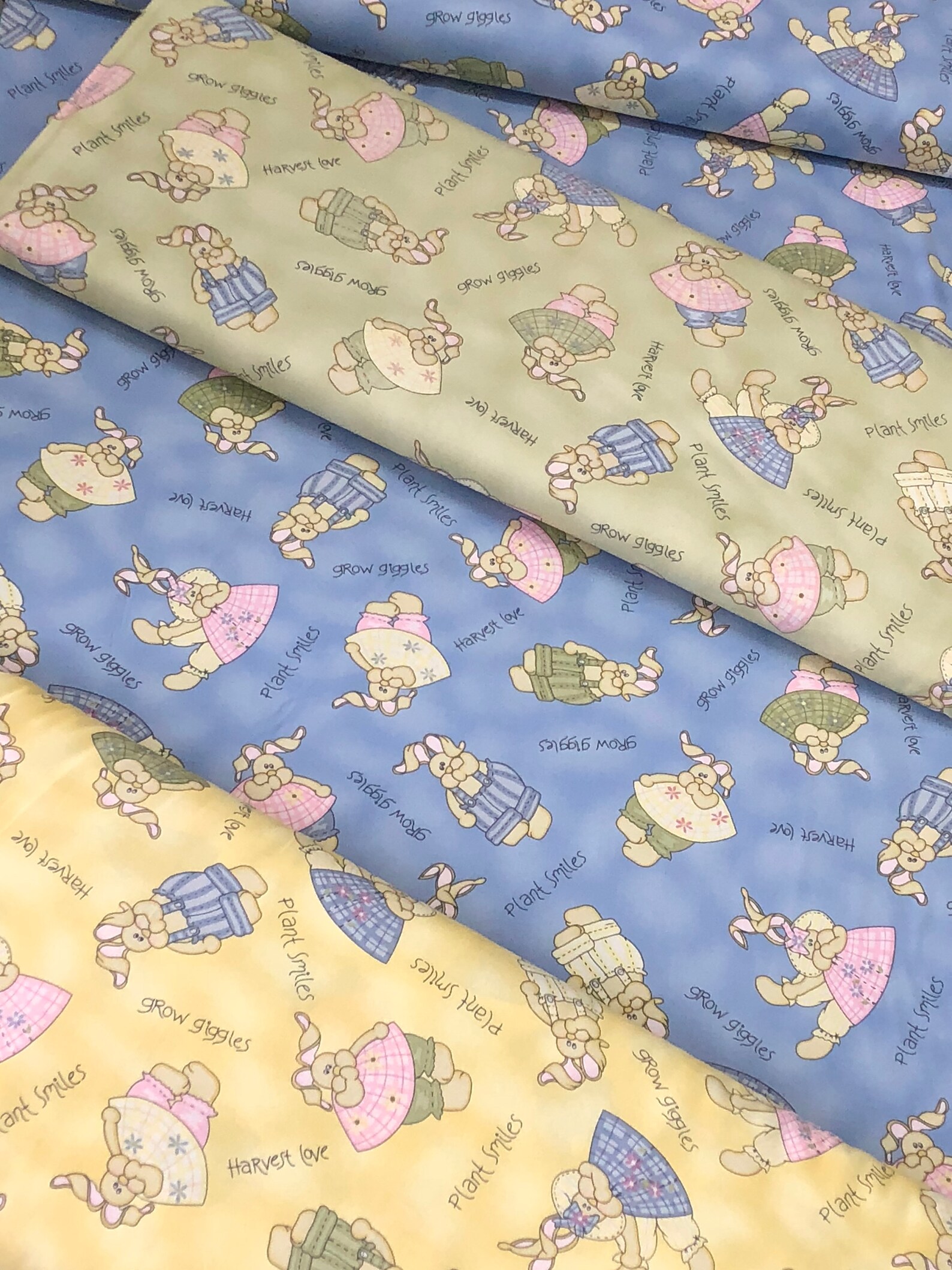 Bunny Rabbit Cotton Broadcloth Quilt Fabric Giggles and - Etsy