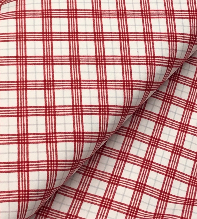 Winter Frost Fabric, Red White Plaid, Winter Snow Forest, Red Christmas ...