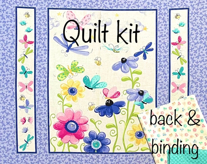 Susybee Quilt Kit, Flutter Butterfly Baby Panel, Flowers Flora 33x43 ...